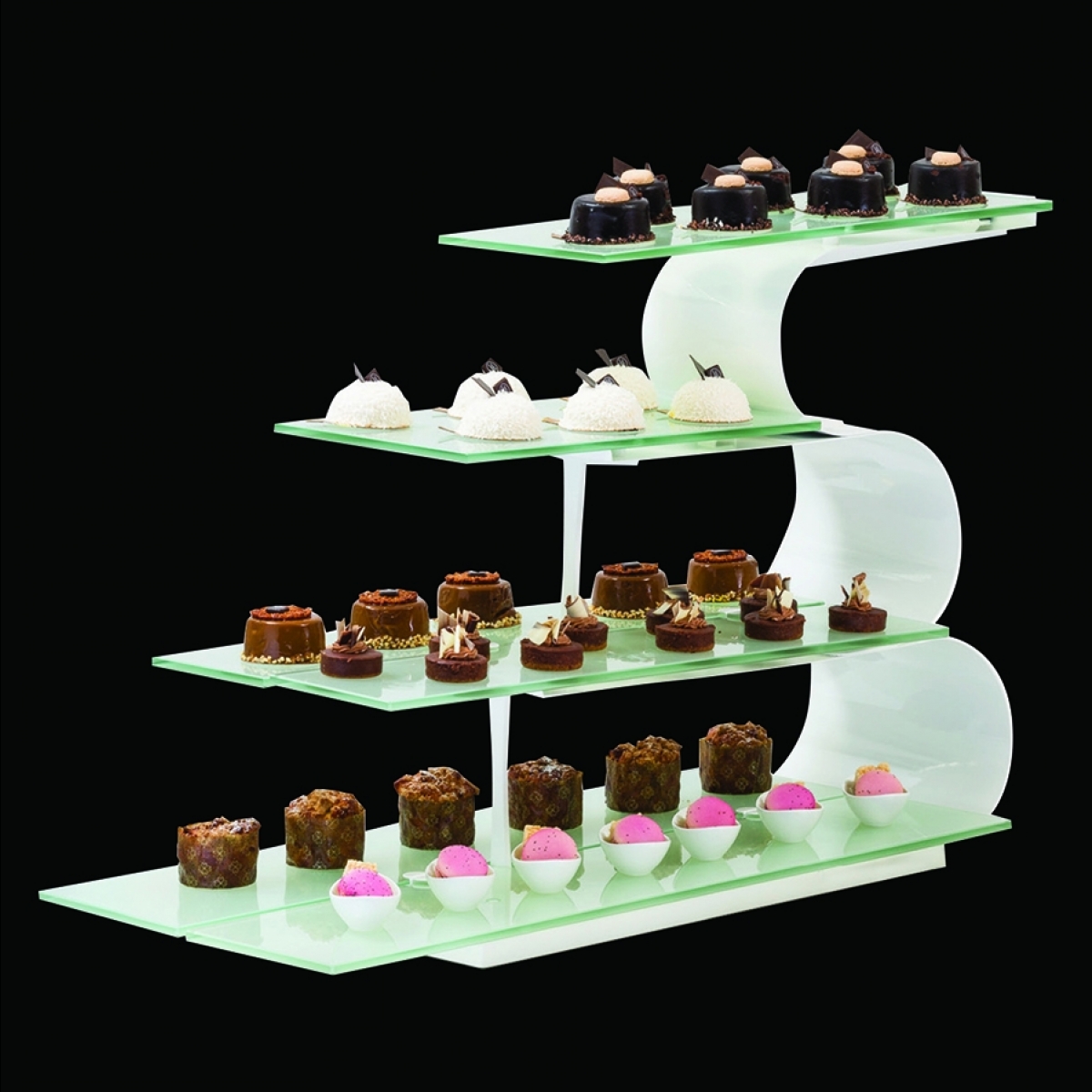 Tiered Presentation Displays - 4 Tier Wave Display - DW412WVW