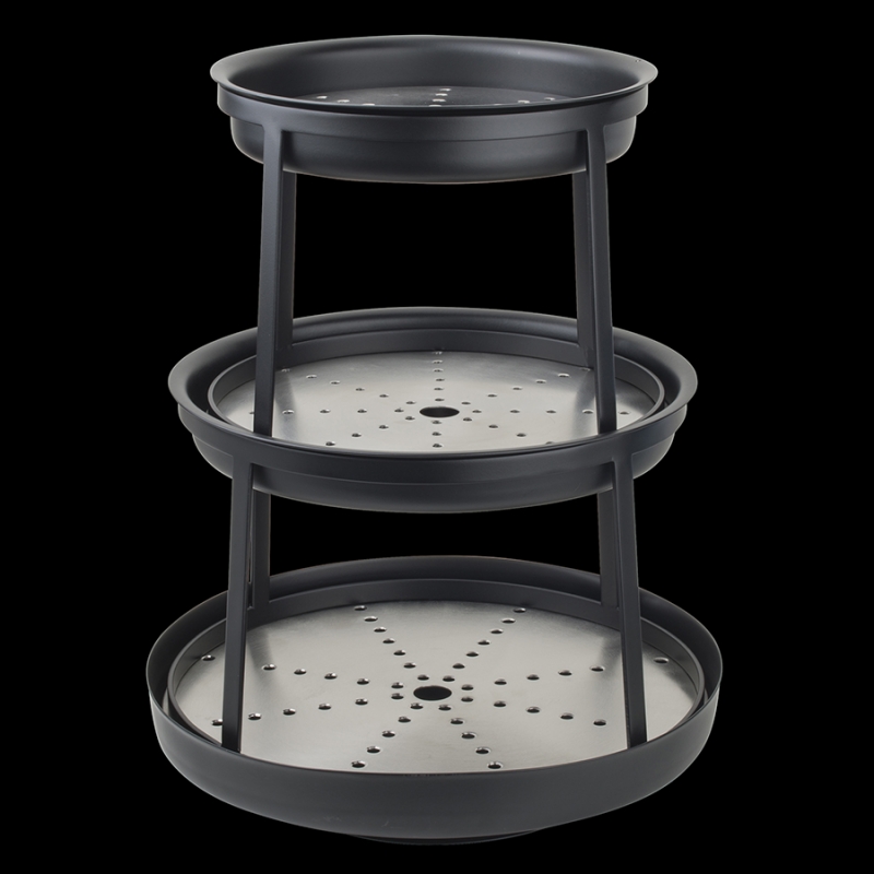 Seafood Stands - 3-Tier Black Powder Coated Seafood Stand - 5856JX00
